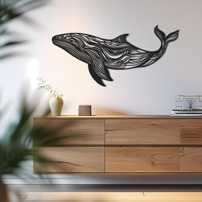 Whale Metal Wall Art, Metal Whale Sculpture, Blue Whale Metal Wall Art ...