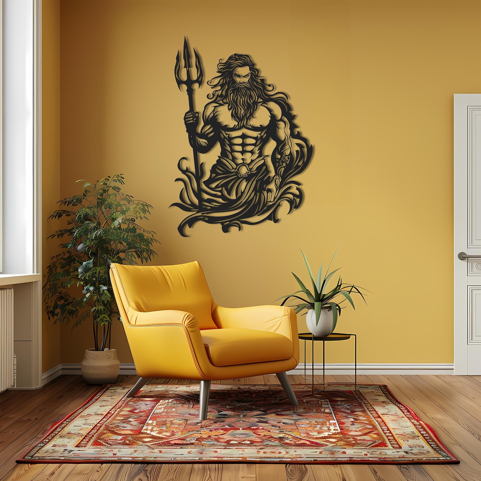 Modern Poseidon Metal Wall Art |detailed Laser Cut Silhouette | Unique ...