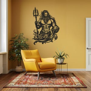 Modern Poseidon Metal Wall Art |detailed Laser Cut Silhouette | Unique ...