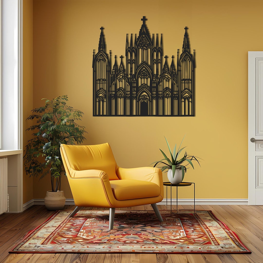Modern Laser Cut Metal Wall Art, Detailed Gothic Church Silhouette ...