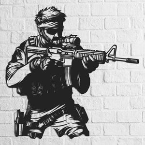 Detailed Tactical Commando Silhouette With Rifle, Military Art, Soldier ...