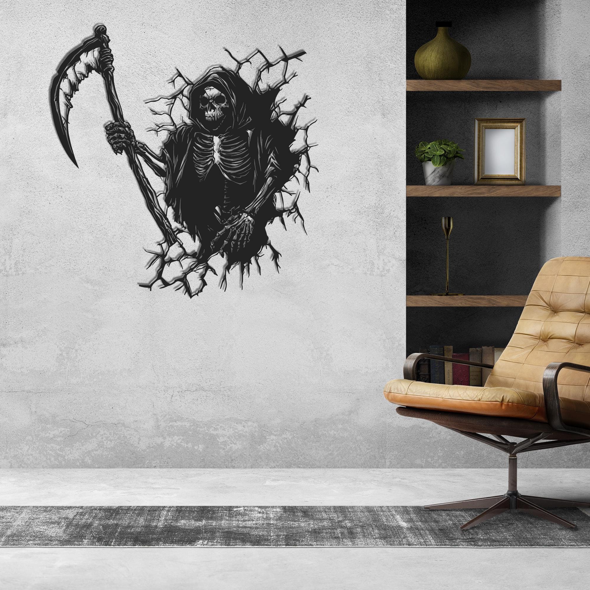 Laser Cut Reaper Silhouette Metal Wall Art - Modern 3D Wall Décor ...
