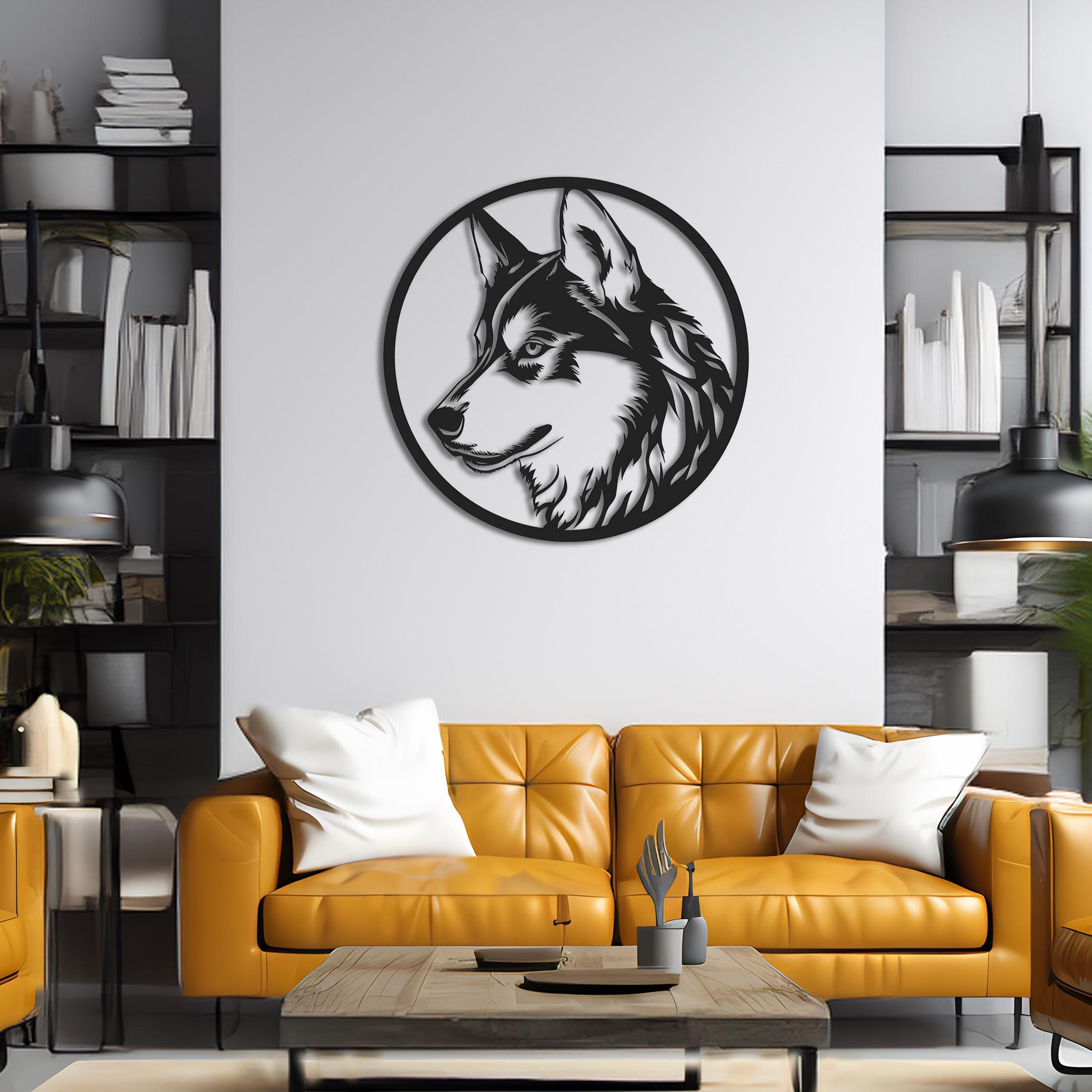 Detailed Siberian Husky Silhouette, Metal Siberian Husky Wall Art, Wolf ...