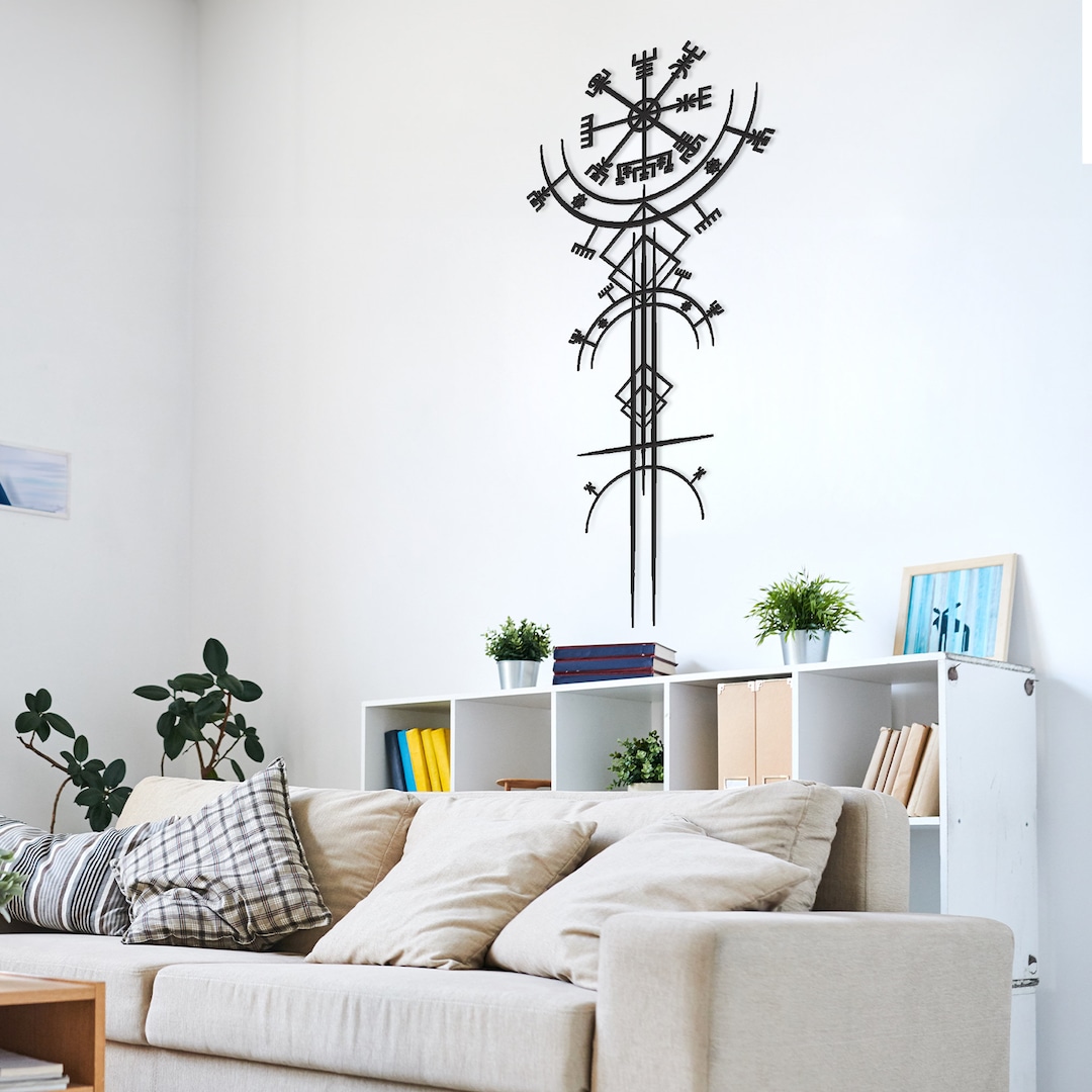 Vegvisir Metal Wall Art, Vikings Metal Art Decor, Runic Wall Art Decor ...