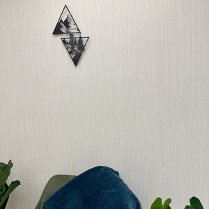 Metal Mountain Waterfall Wall Art, River Metal Wall Decor With Pine ...