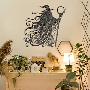 Wizard Wall Decor, Powerful Wizard Silhouette Laser Cut, Detailed ...