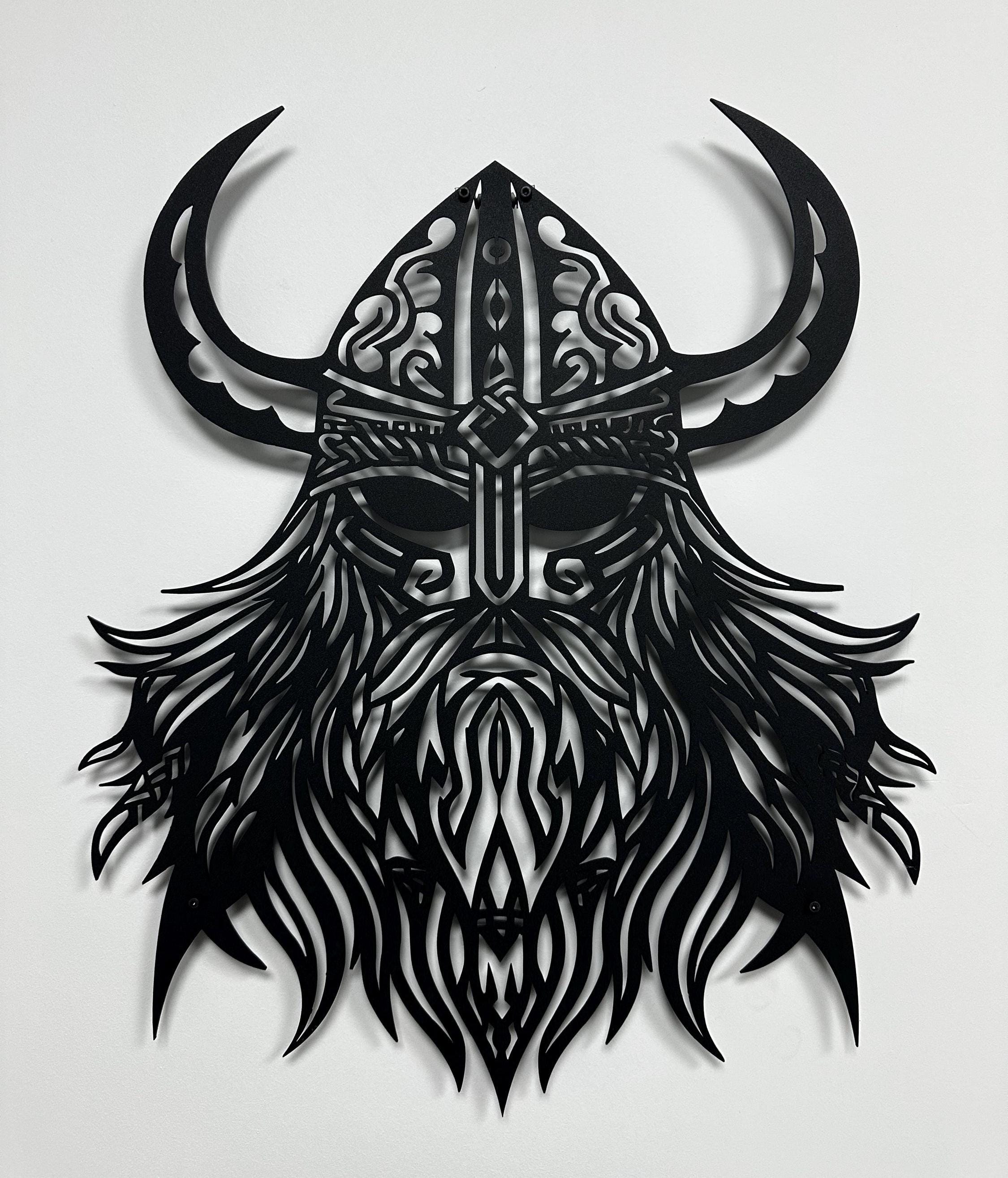 Strong Viking Warrior Metal Wall Art, Detailed & Modern Laser Cut ...