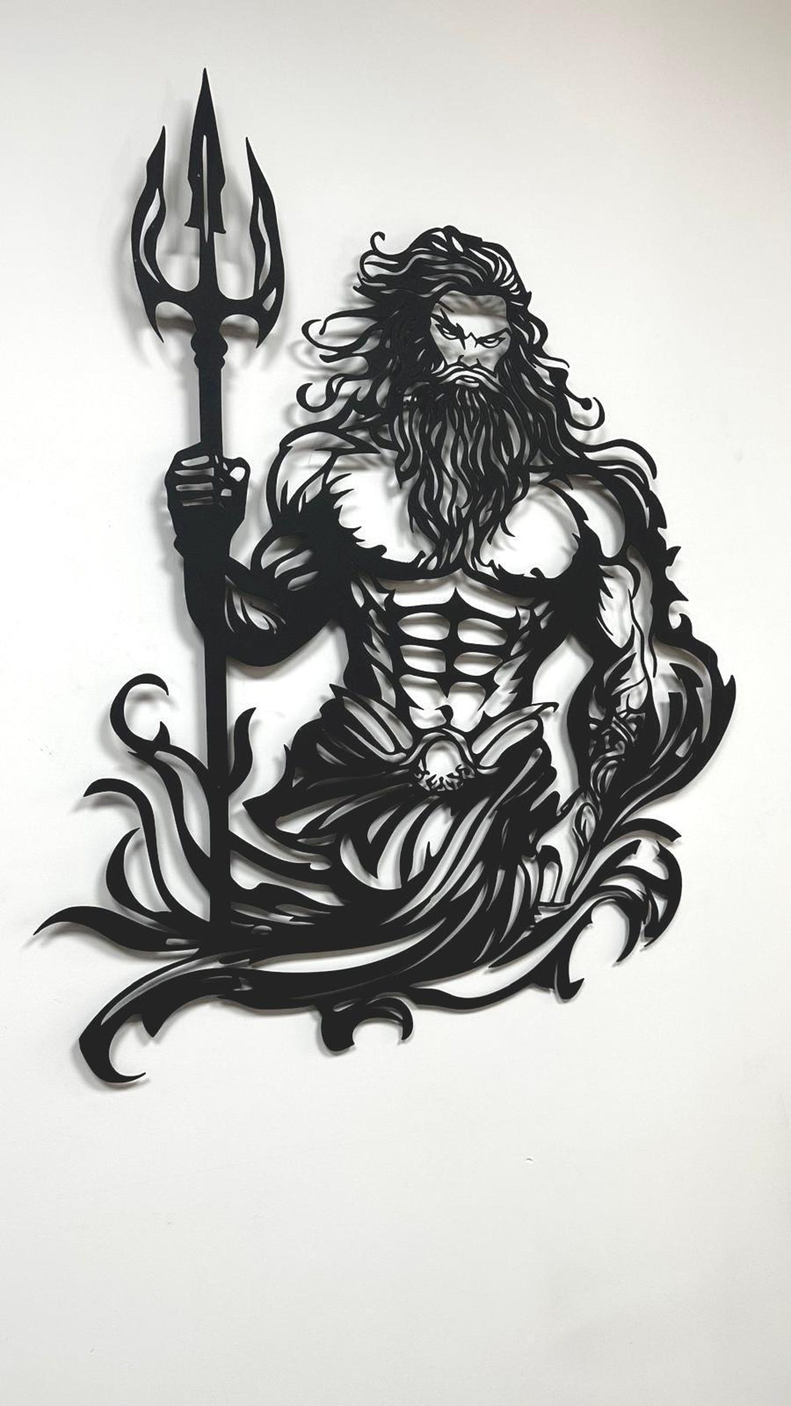 Modern Poseidon Metal Wall Art |detailed Laser Cut Silhouette | Unique ...