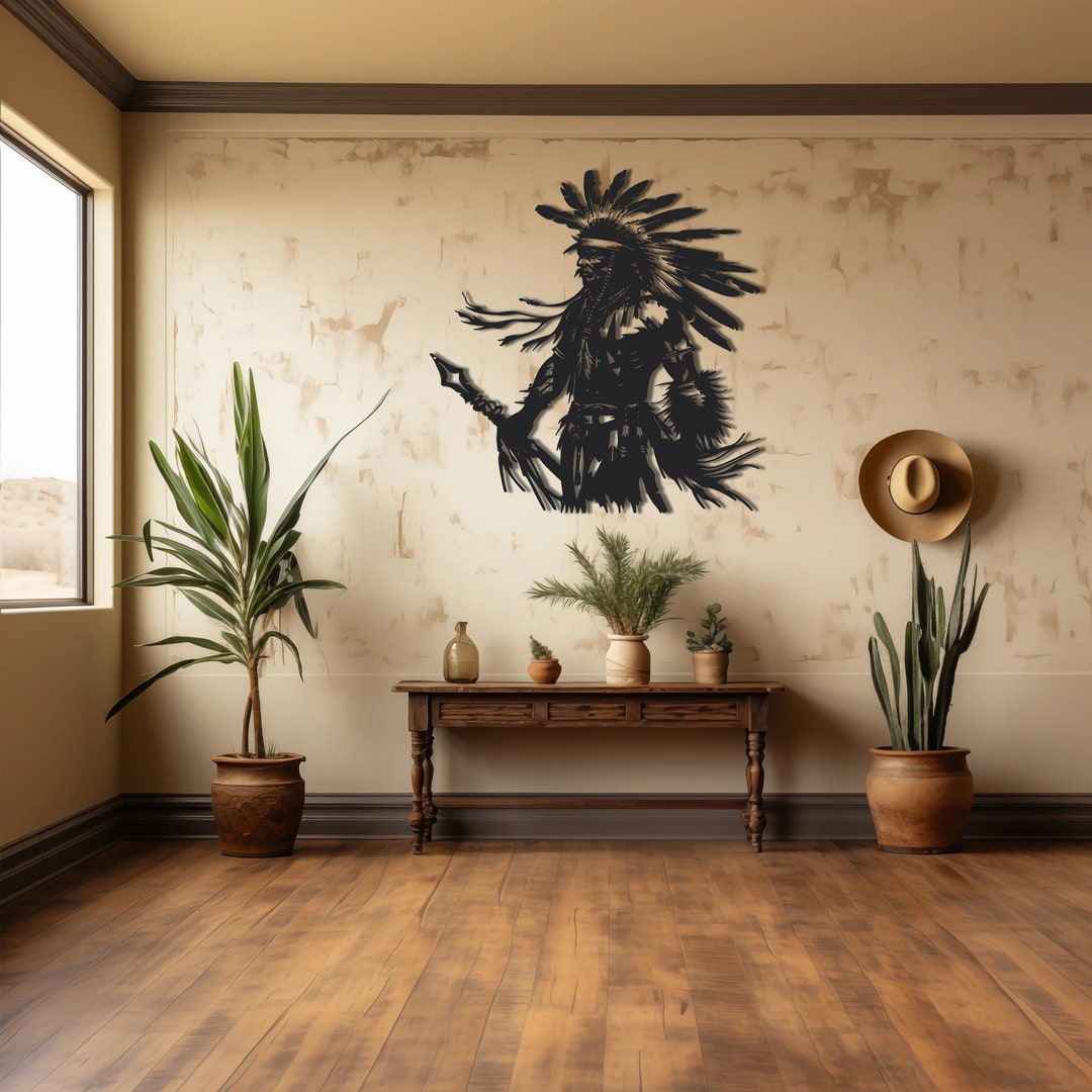 Apache Warrior Silhouette With Spear, Apache Art, Apache Warrior, Man ...