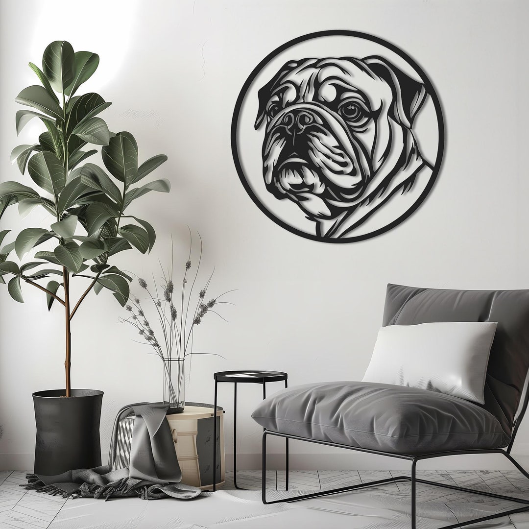 Bulldog Metal Wall Decor - Bulldog Portrait Decor - Bulldog Metal Wall ...