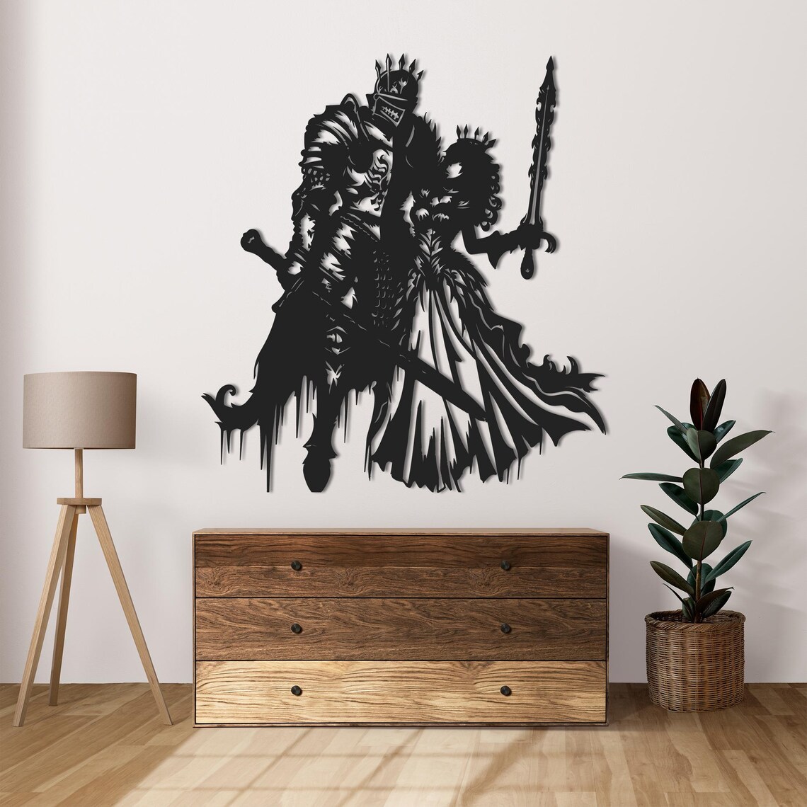 Valor Knight and Beautiful Princess Silhouette, Legendary Hero and ...