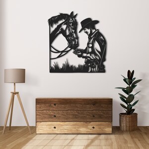 Western Cowboy & Horse Silhouette, Unique Home Decor, Handmade Wall ...