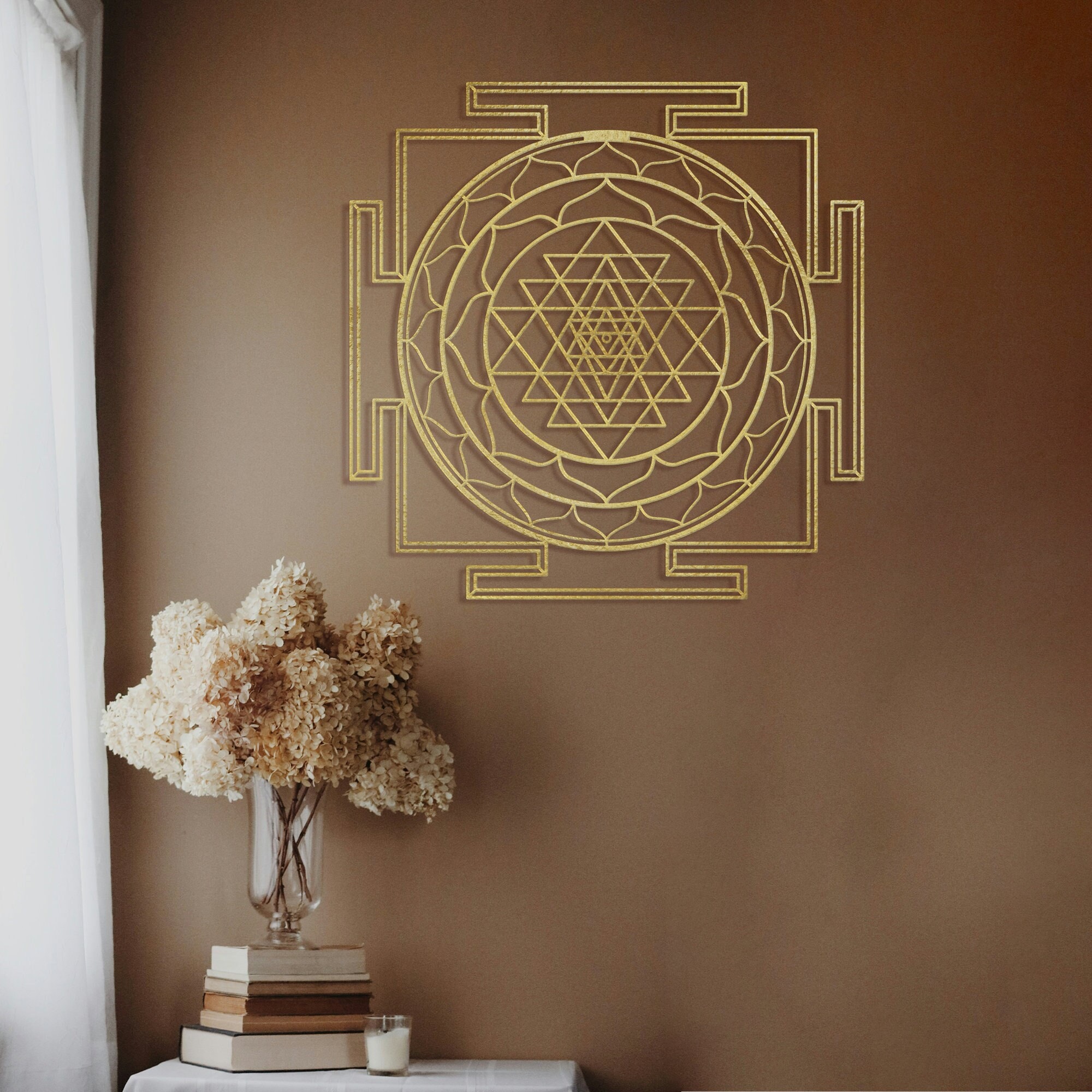 Sri Yantra Sacred Geometry Metal Wall Art Mandala Home Office Decor ...