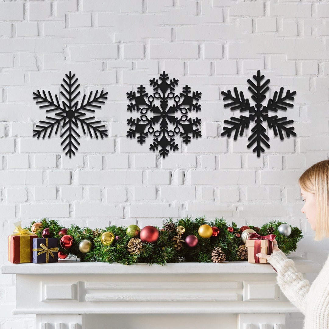 Metal Wall Art for Christmas, Snowflake Metal Wall Art, Snow Crystal ...