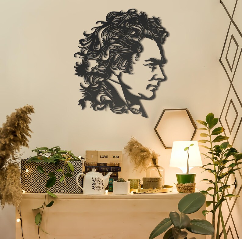 Beethoven Laser Cut Metal Wall Art, Detailed Ludwig Van Beethoven ...