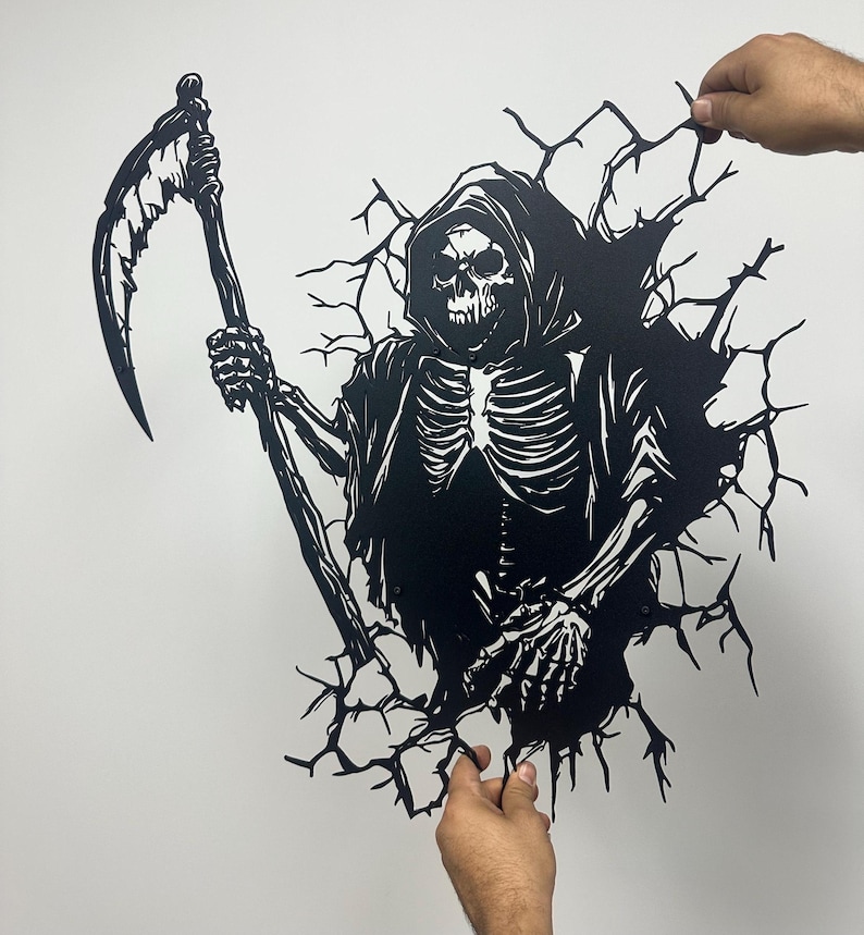 Laser Cut Reaper Silhouette Metal Wall Art - Modern 3D Wall Décor ...