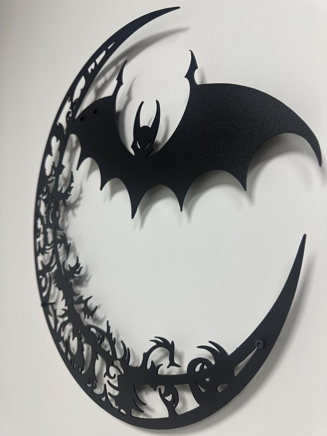 Bat Flying Over Crescent Moon, Detailed Halloween Decor, Perfect for ...