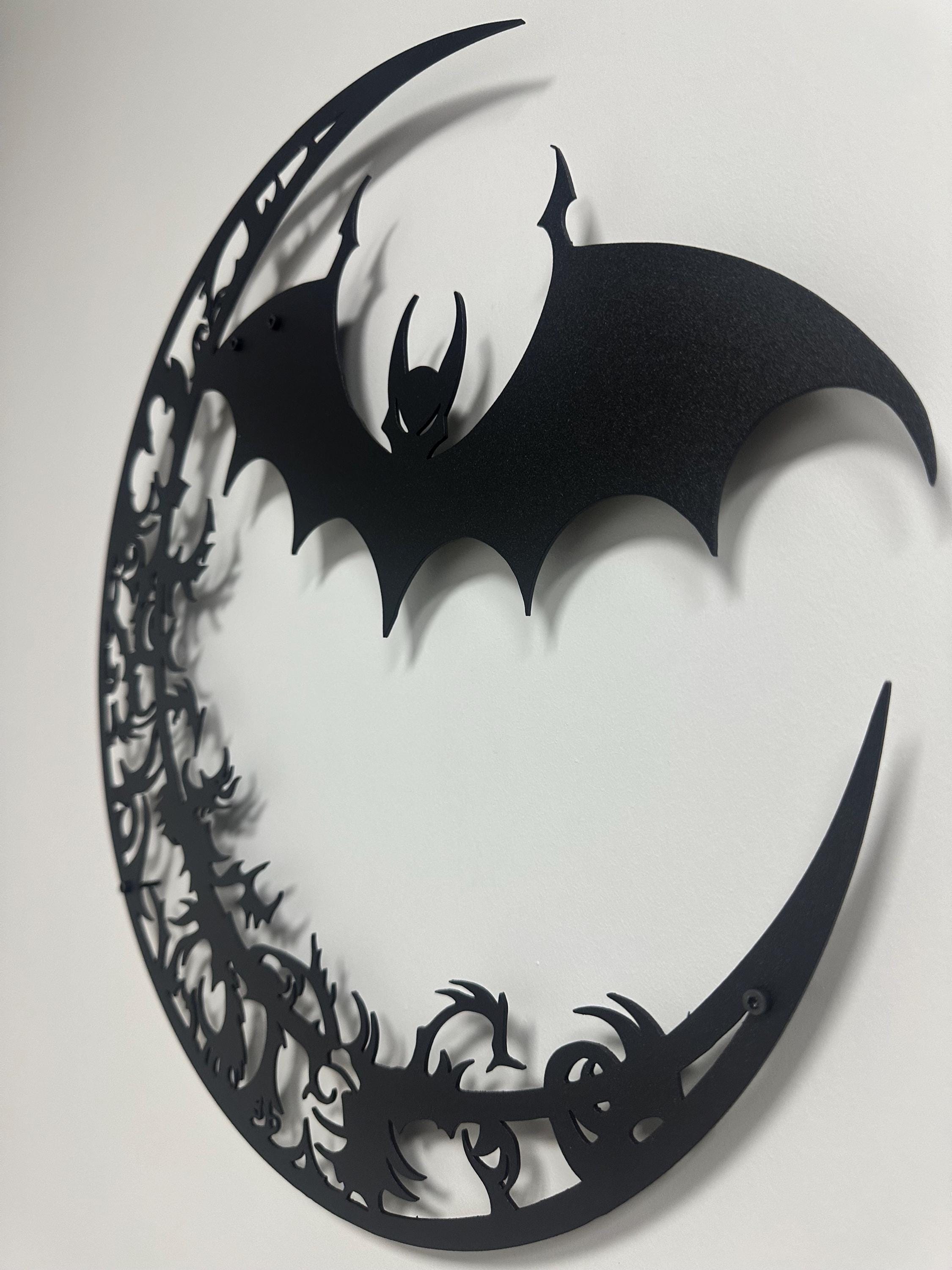 Bat Flying Over Crescent Moon, Detailed Halloween Decor, Perfect for ...