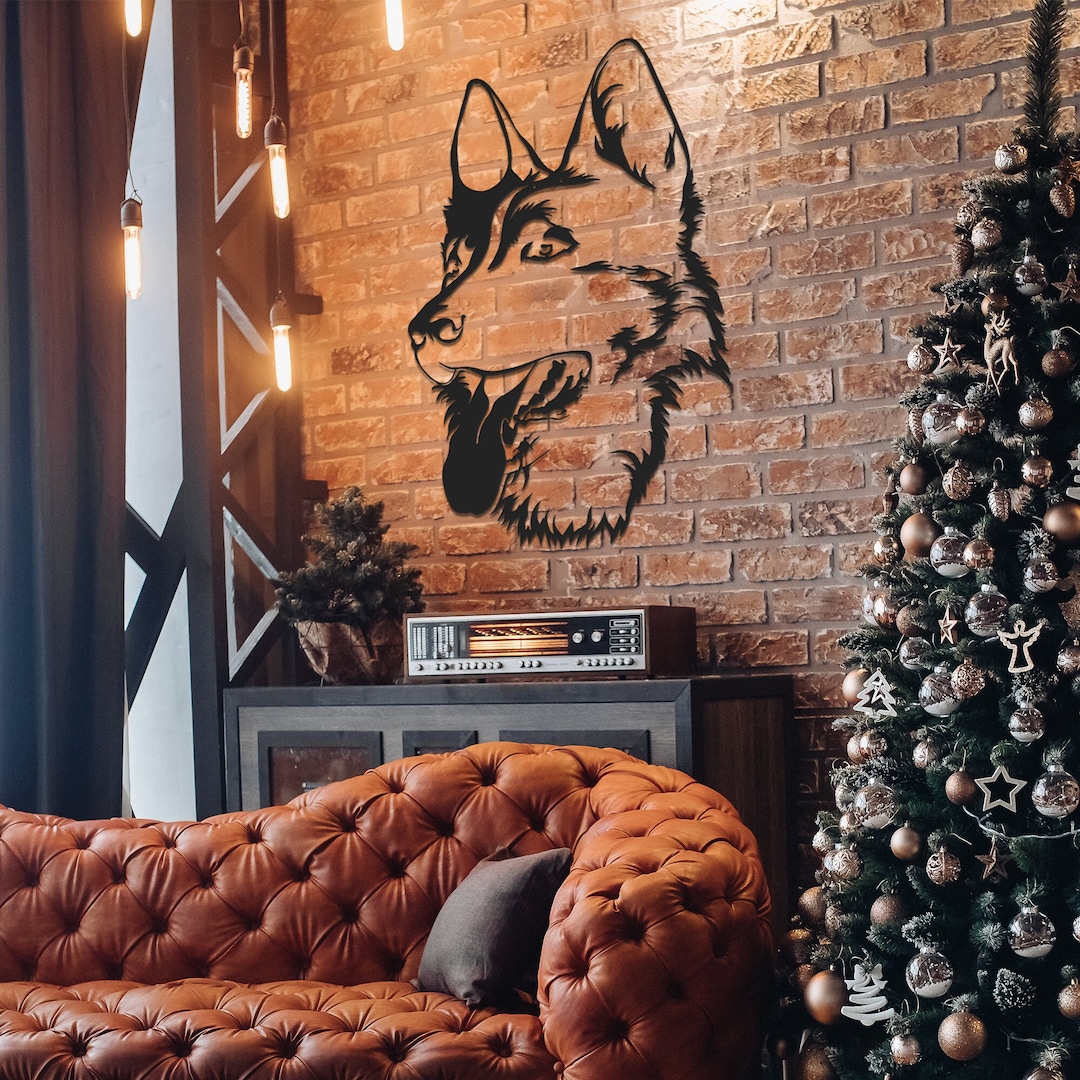 Happy Wolf Metal Wall Art, Metal Wolf Decor, Unique Home Decor, Forest ...