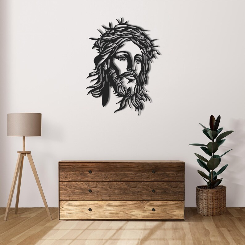 Jesus Metal Wall Art, Laser Cut Detailed Silhouette of Jesus Christ ...
