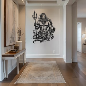 Modern Poseidon Metal Wall Art |detailed Laser Cut Silhouette | Unique ...