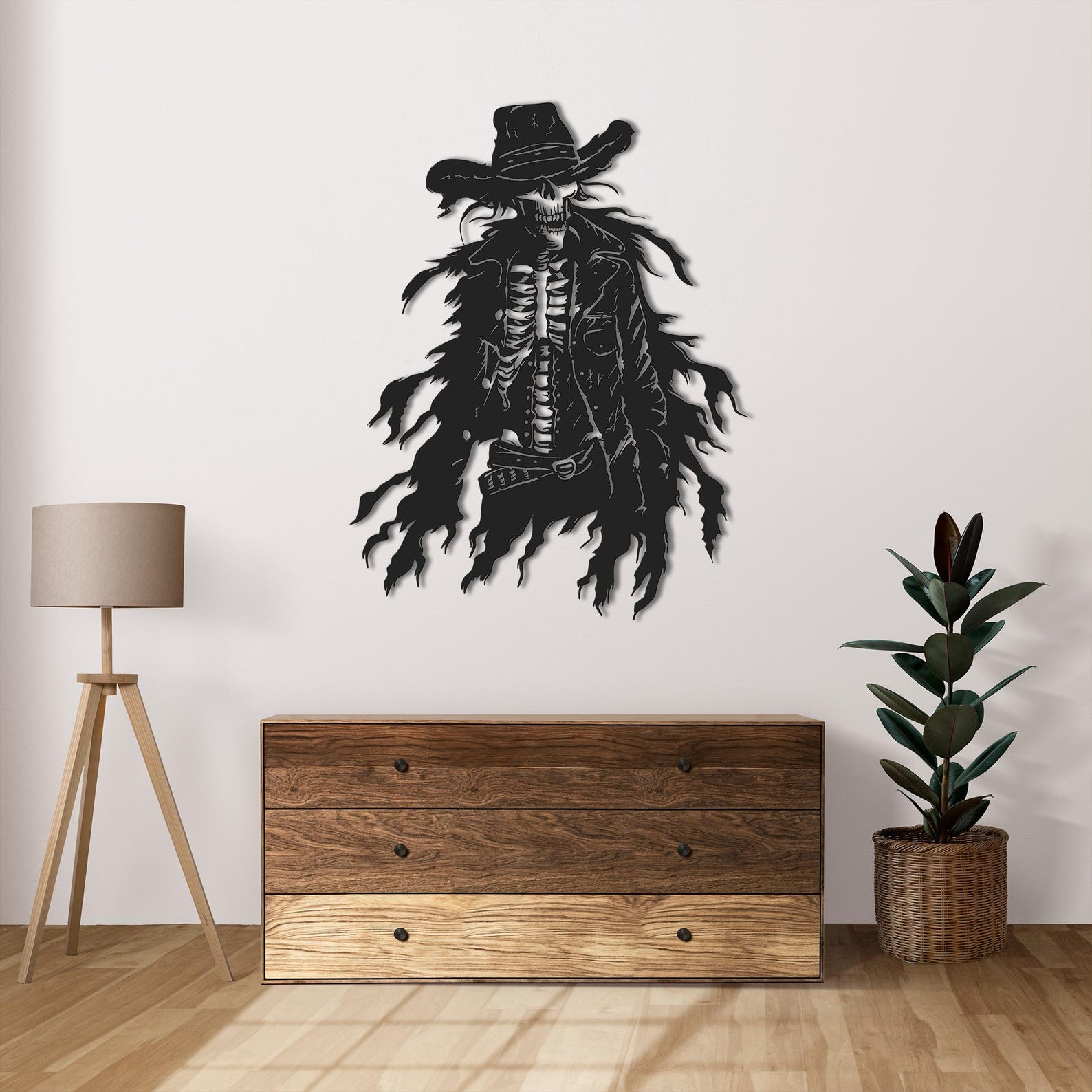 Cowboy Skeleton Metal Wall Art - Detailed Laser Cut Silhouette ...