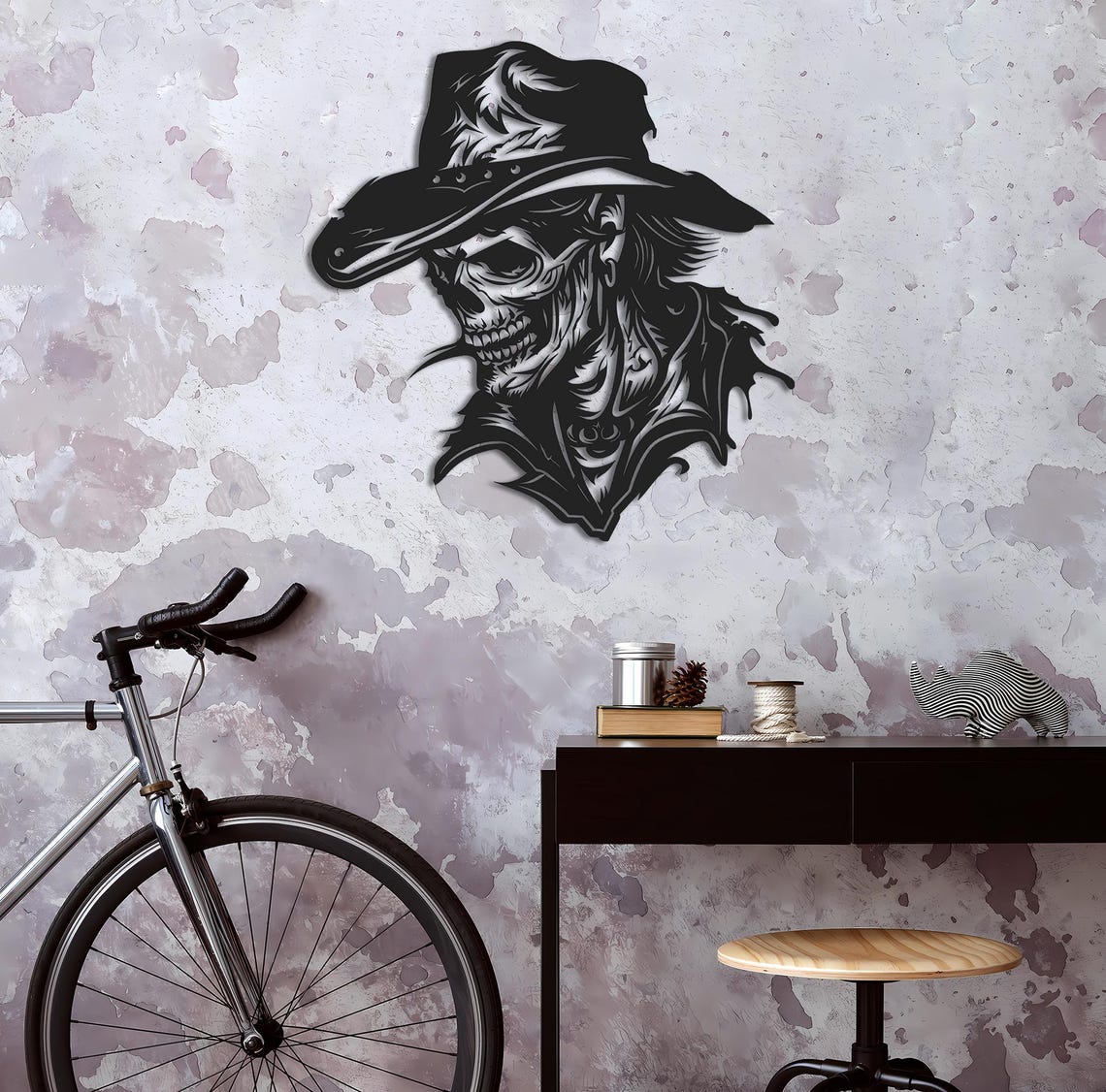 Skeletal Cowboy Metal Wall Art, Undead Cowboy Metal Wall Art, Unique ...