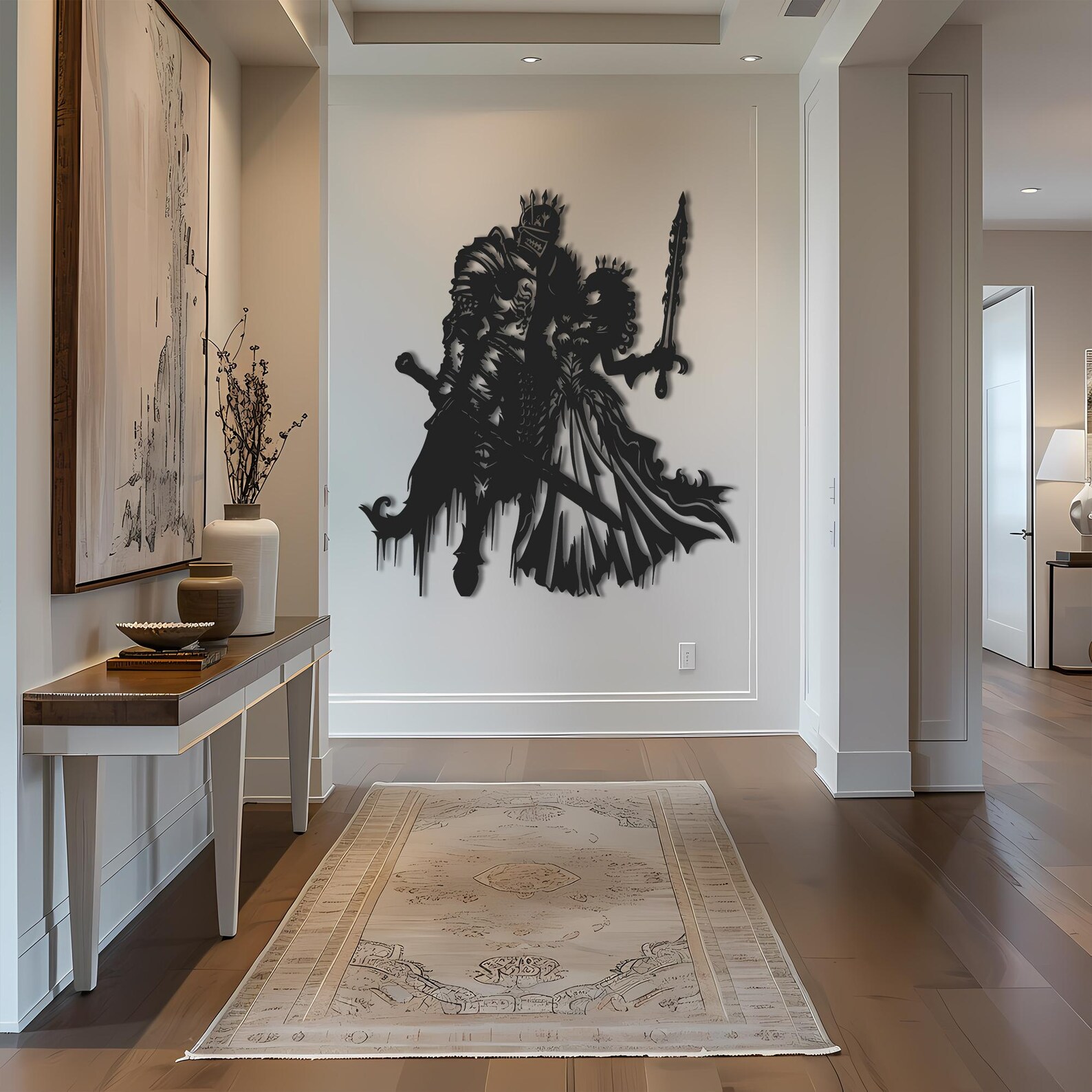 Valor Knight and Beautiful Princess Silhouette, Legendary Hero and ...