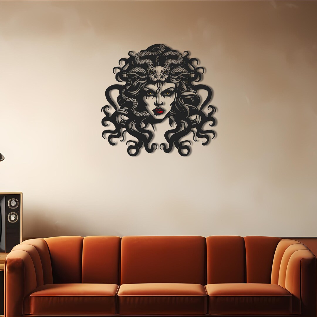 Colored Metal Medusa Wall Art, Greek Mythology Home Decoration, Gothic ...