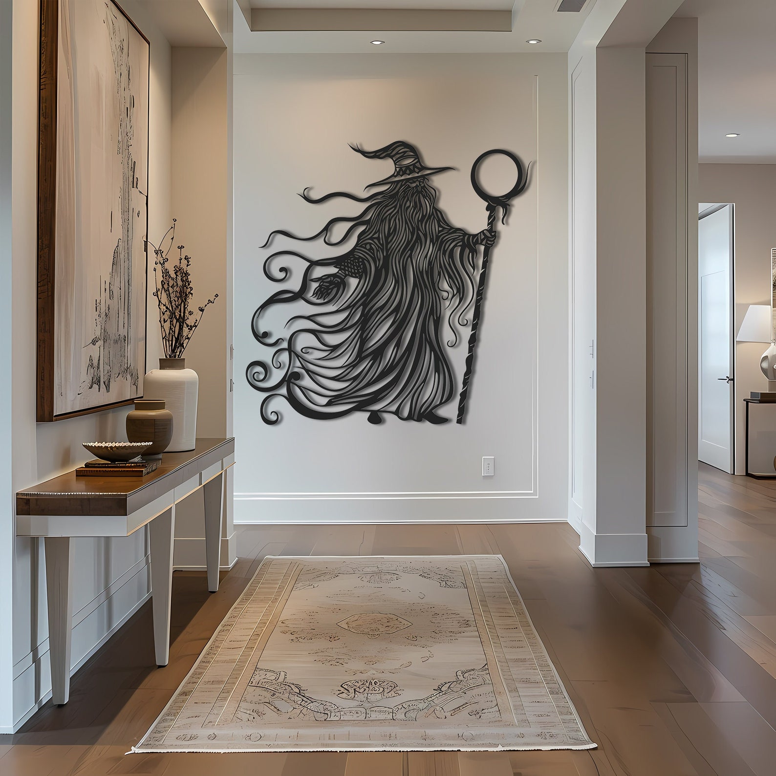 Wizard Wall Decor, Powerful Wizard Silhouette Laser Cut, Detailed ...