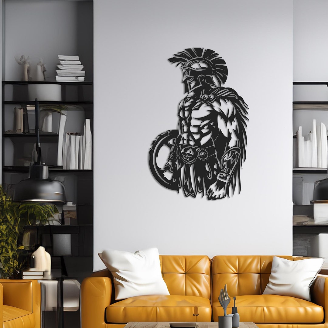 Spartan Warrior Metal Wall Art, War Decor, Ancient Greek Soldier ...