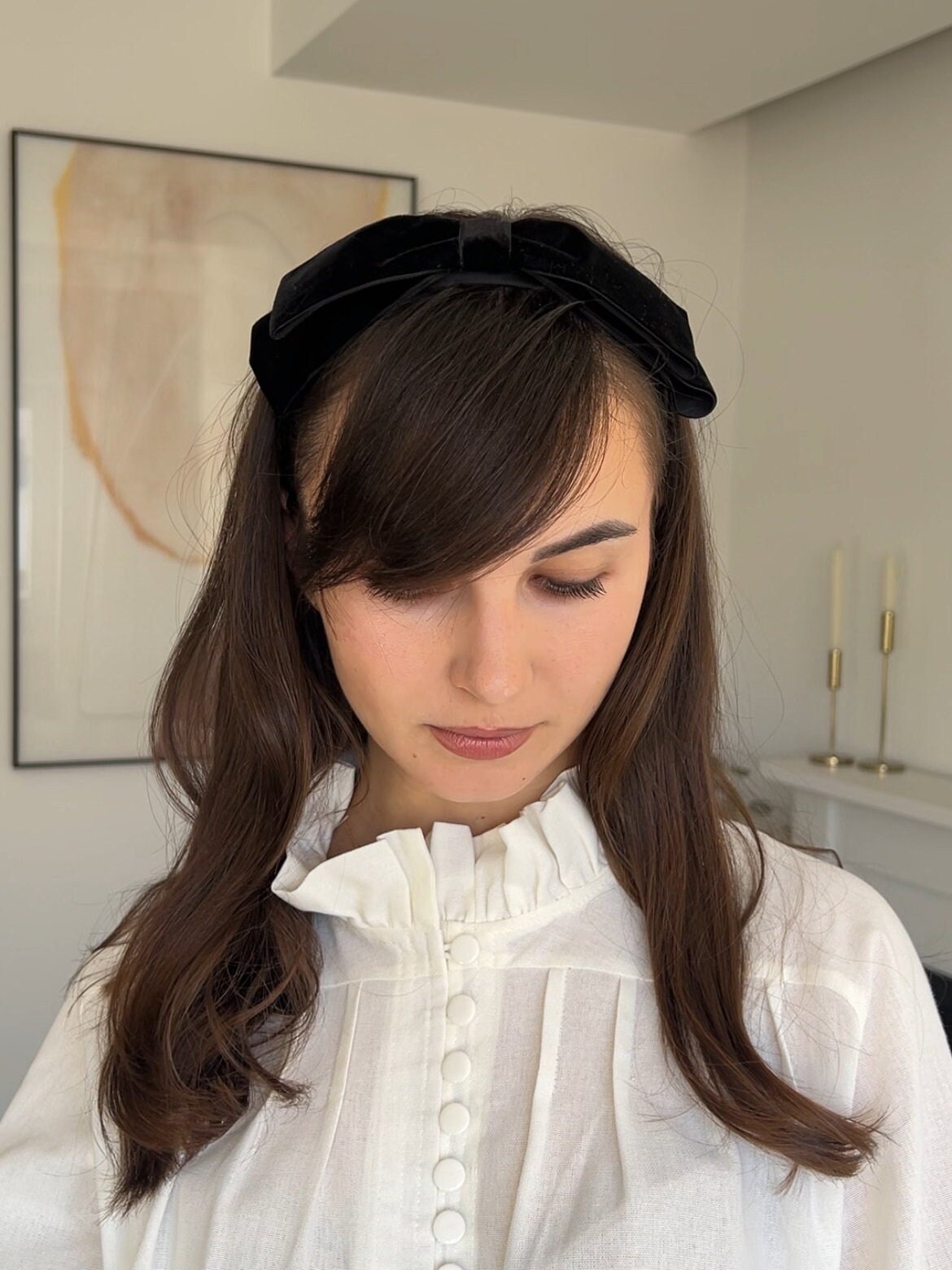 Black Velvet Bow Headband Ribbon Head Band Minimalist Preppy Hair Band ...