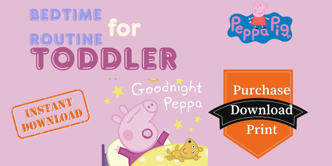 Peppa Pig Bedtime Routine Chart for Toddlers-personalized Sleep ...