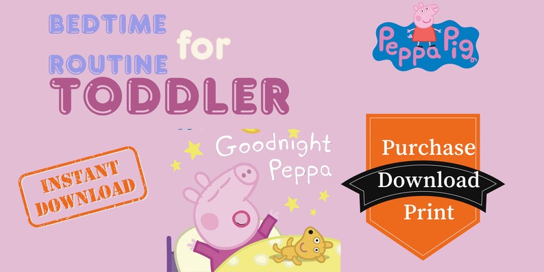 Peppa Pig Bedtime Routine Chart for Toddlers-personalized Sleep ...
