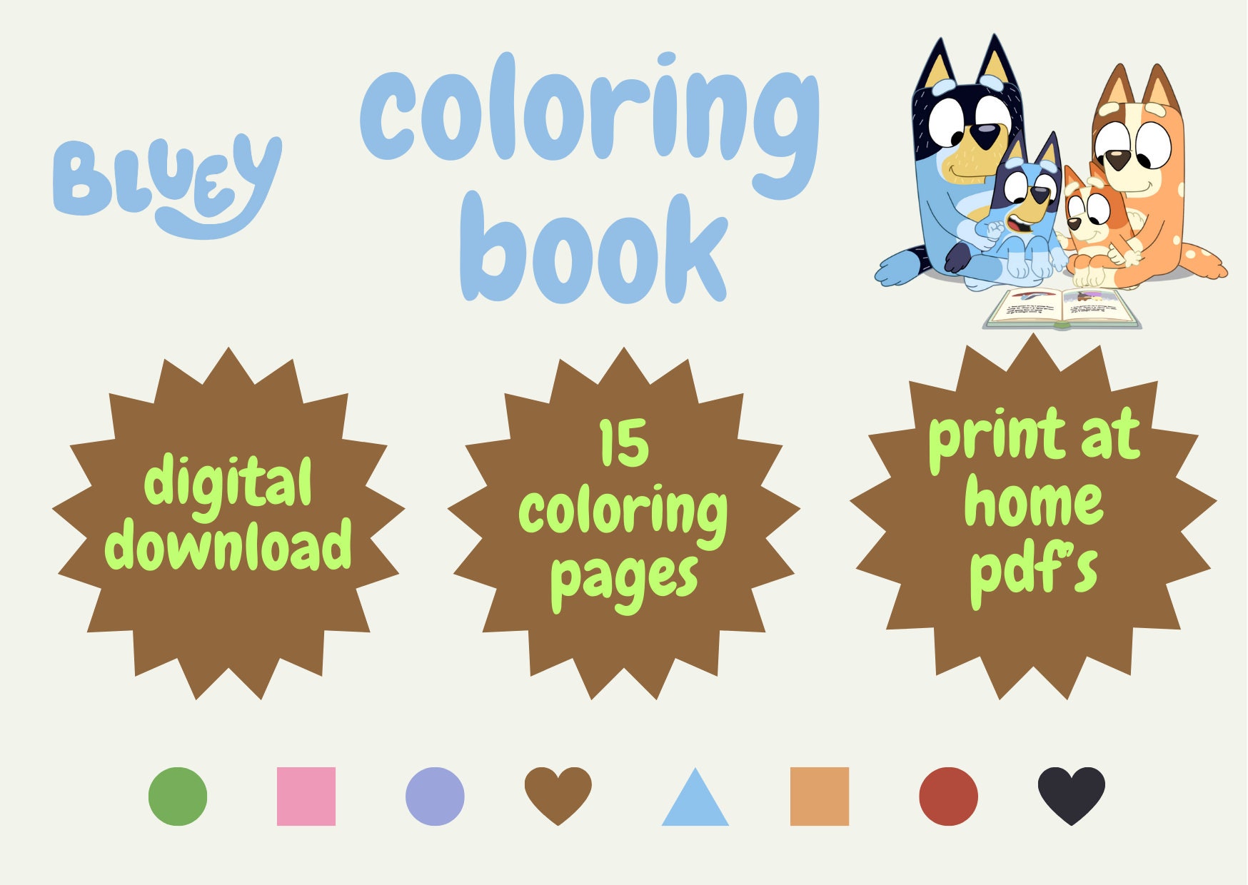 Bluey Cute Toddler Coloring Book Infographic Printable - Etsy
