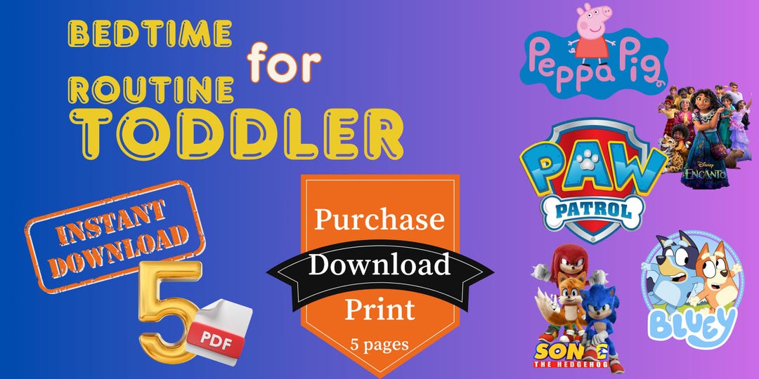 5 Bedtime Routine Charts for Toddlers Include Peppa Pig, Sonic, Bluey ...