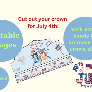 Bluey Cute 4th of July Crown Printable for Toddler - Etsy