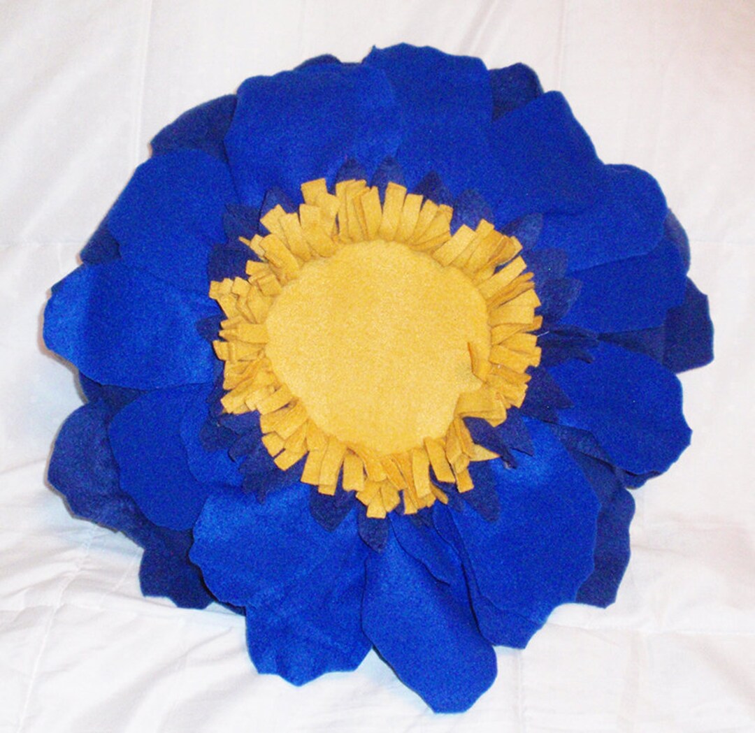 Dark and Royal Blue and Gold Daisy/ Throw Pillow/ Cute Festive Fleece ...