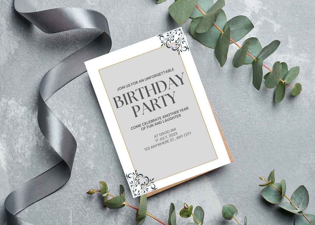 Harsh Birthday Invitation Card Printable Digital Product - Etsy