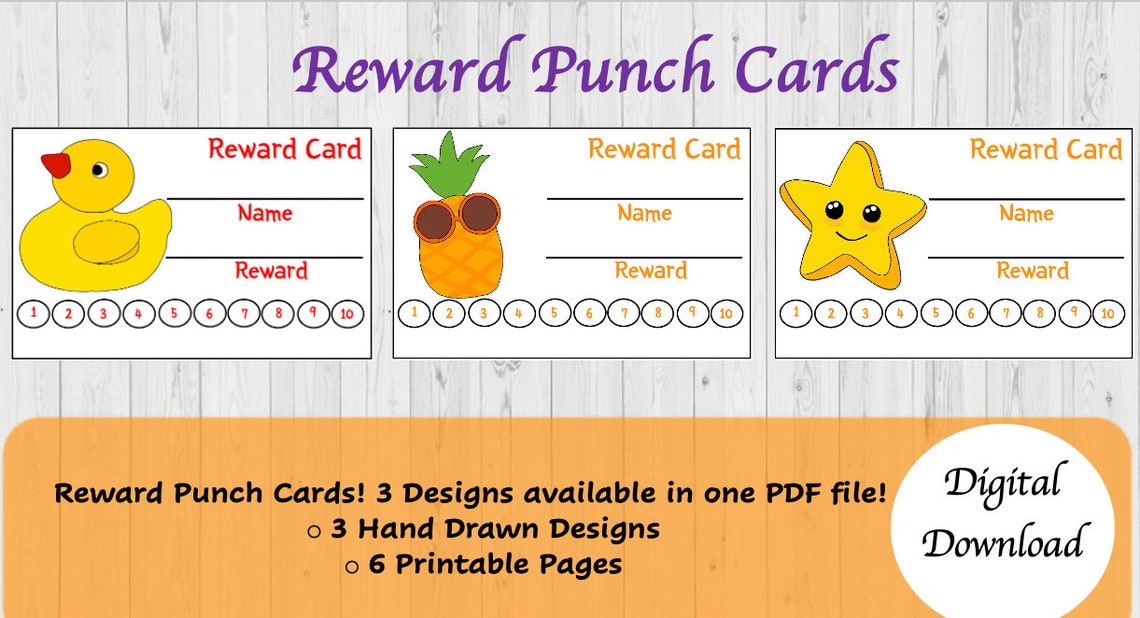 Printable Kids Rewards Cards | Punch Card Reward System ...