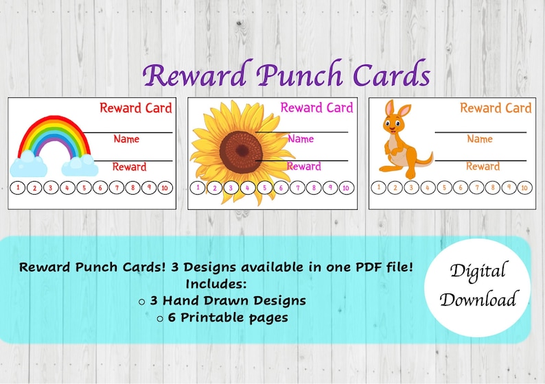 Printable Kids Rewards Cards | Punch Card Reward System ...