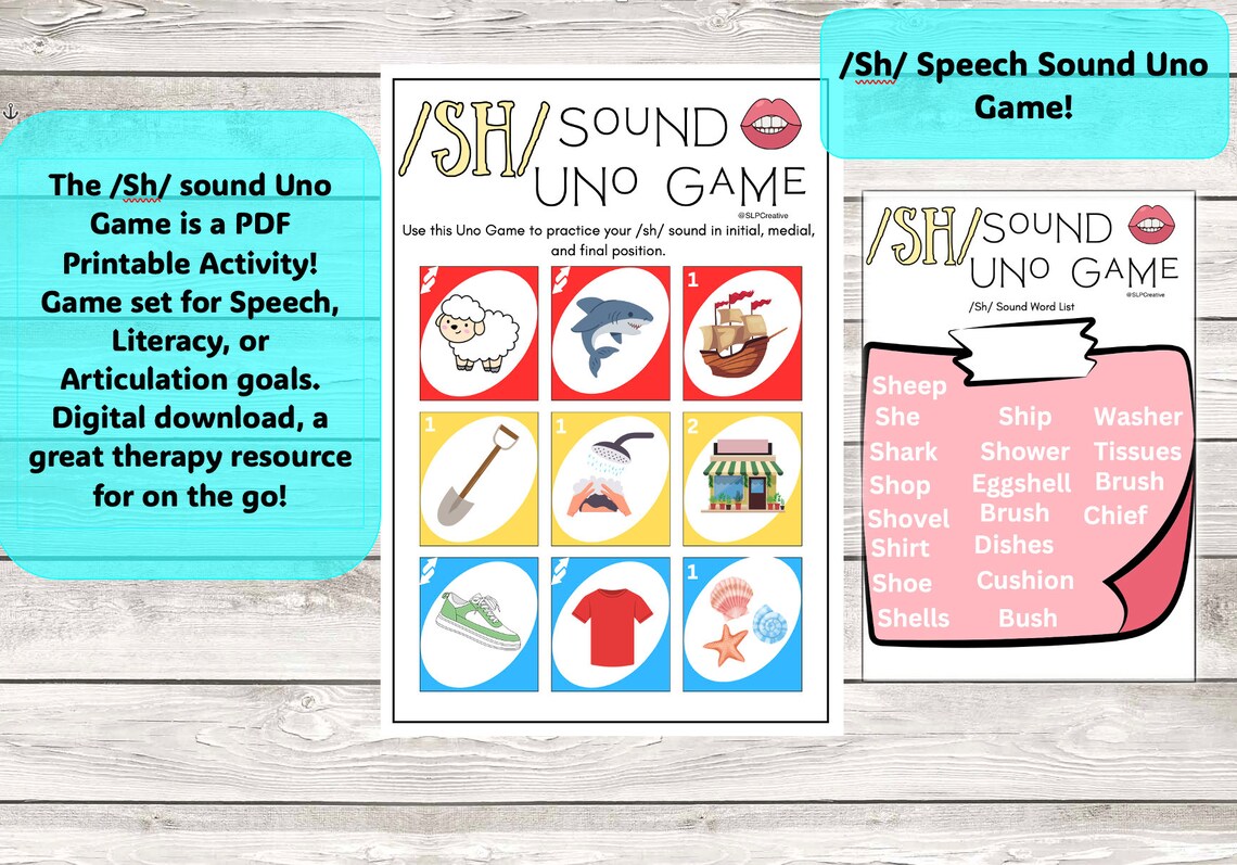 SH Uno Learning Game. SH Phonics Game. SH Speech Sound Cards. Sh Word ...