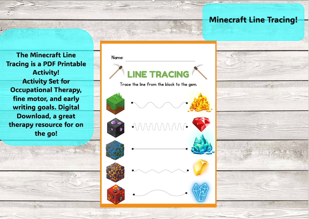 Minecraft Line Tracing (fine Motor Skills, Learn to Write, Early ...