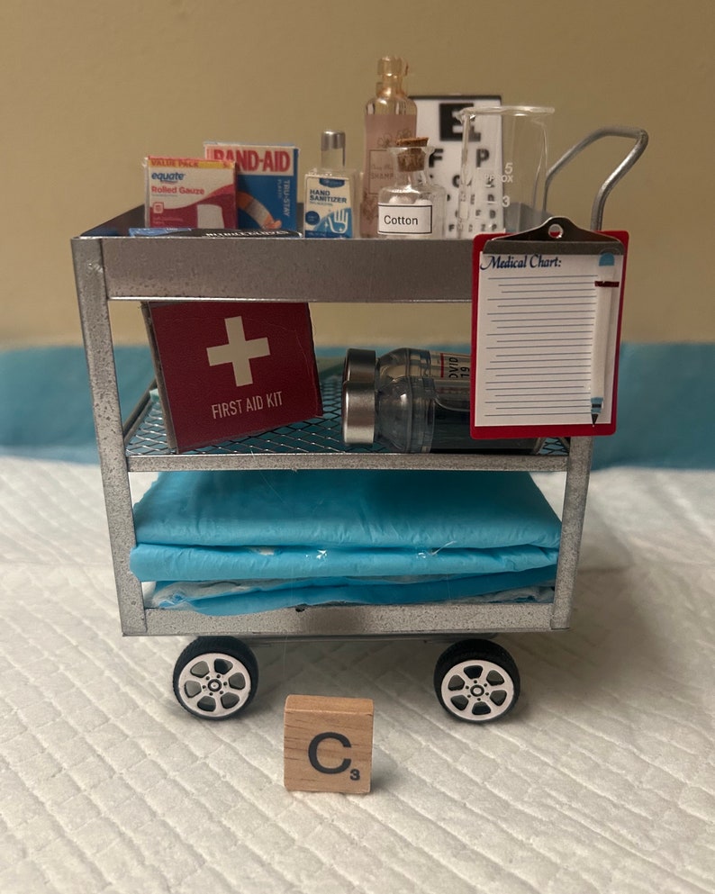 Dollhouse Hospital Medical Cart 1:6 - Etsy