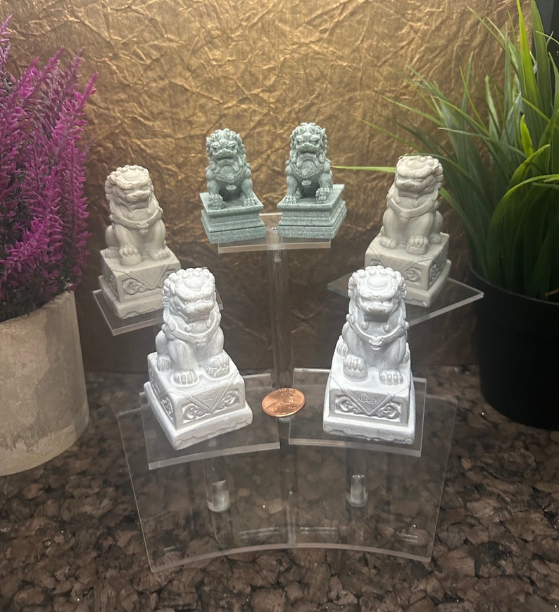 Dollhouse Lion “foo Dog” Statues (pair) - Etsy