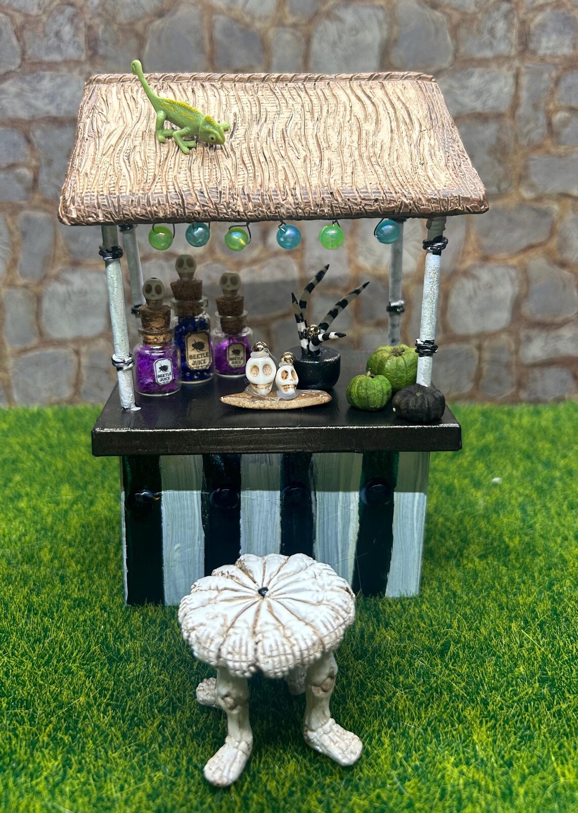 Dollhouse Beetlejuice Bar With Stool and Sandworm Plants - Etsy
