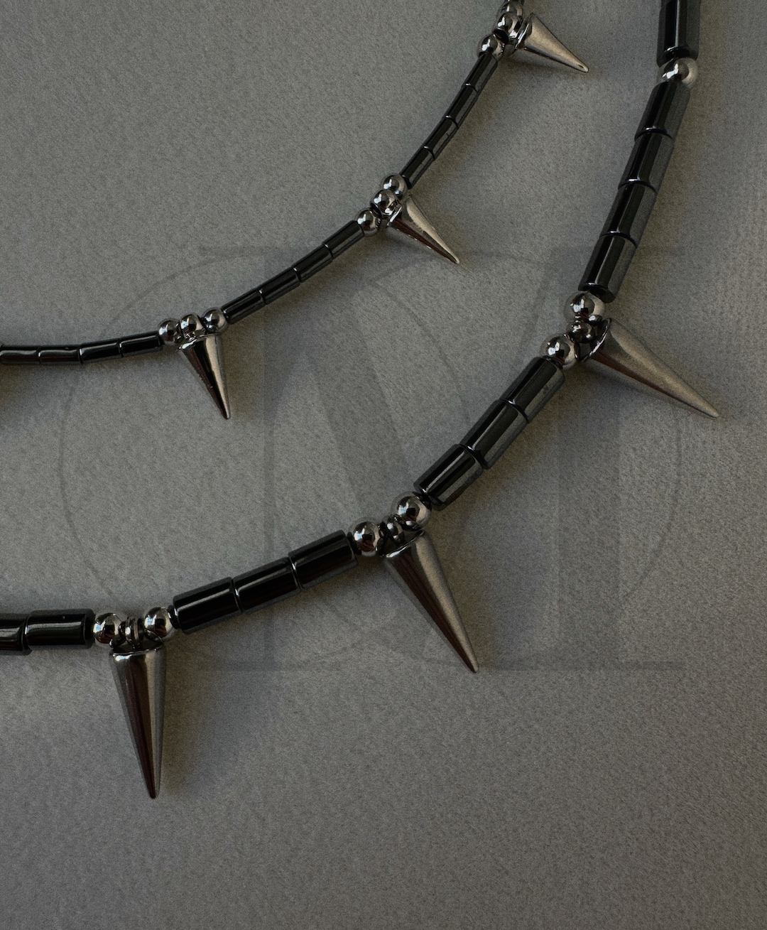 Punk Style Necklace Made of Hematite and 316L Steel - Etsy