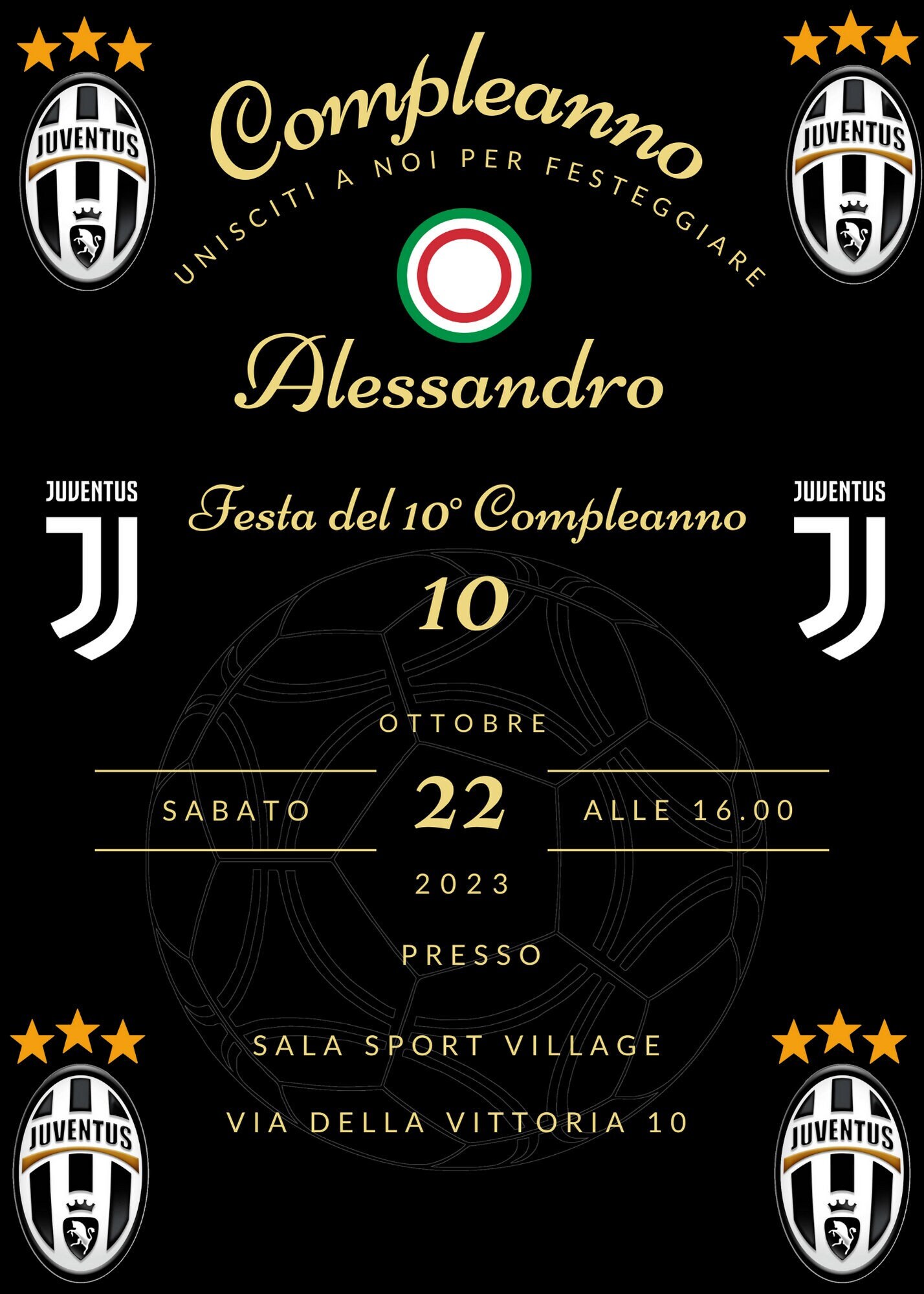 Juventus Birthday Invitation, Digital Football Model, Football Team ...
