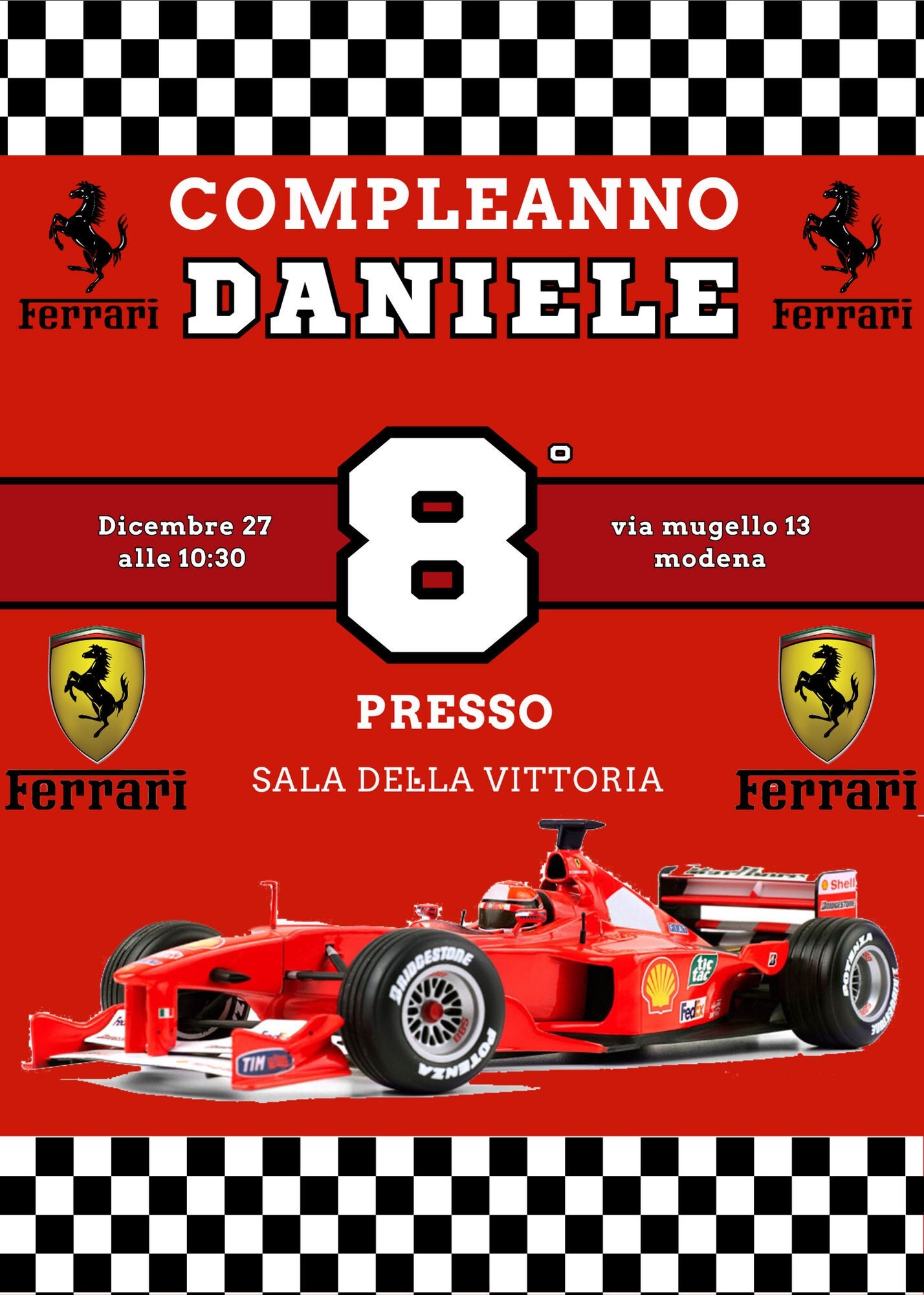 Ferari Birthday Invitation, Digital Formula 1 Template, Car Team ...