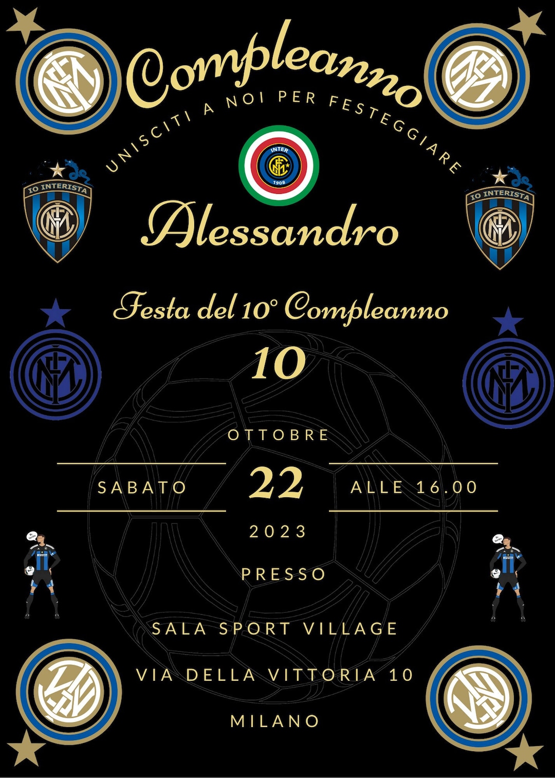 Inter Birthday Invitation Digital Football Model Football - Etsy